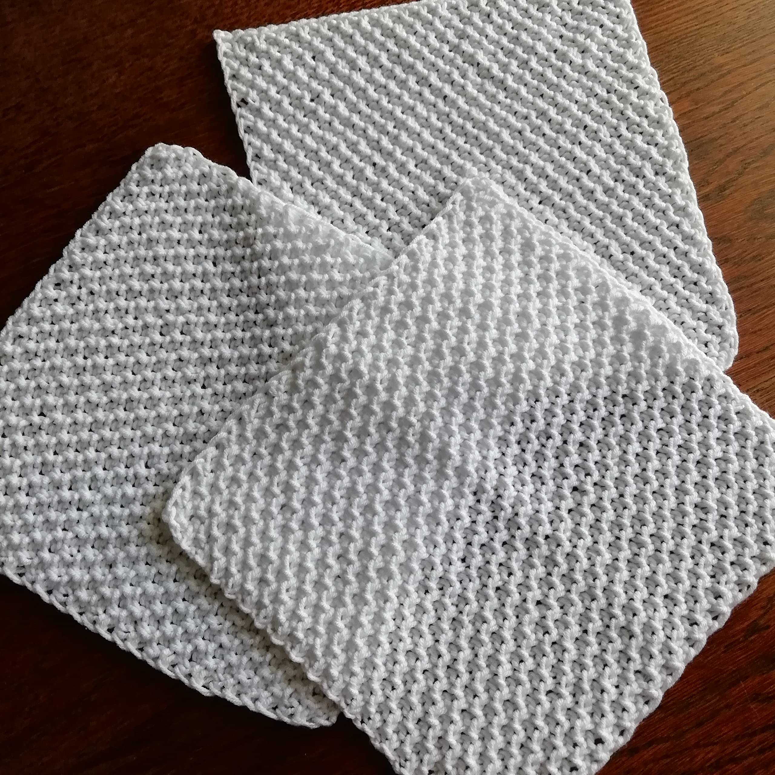 White cotton set 3 dishcloths Knitted reusable washcloths Multifunctional flap Crochet rags Scouring pad Dish sponge