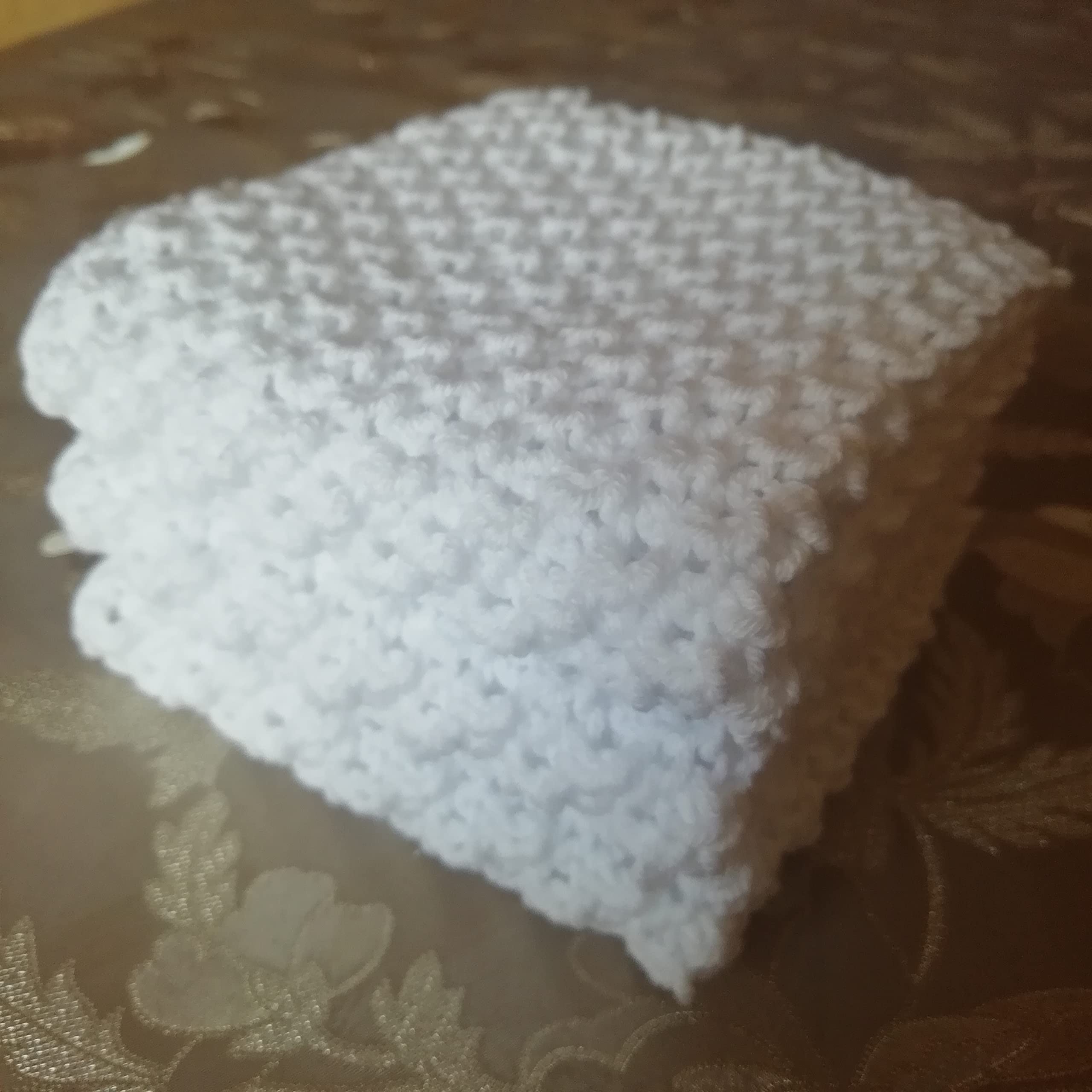 White cotton set 3 dishcloths Knitted reusable washcloths Multifunctional flap Crochet rags Scouring pad Dish sponge