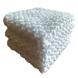 White cotton set 3 dishcloths Knitted reusable washcloths Multifunctional flap Crochet rags Scouring pad Dish sponge