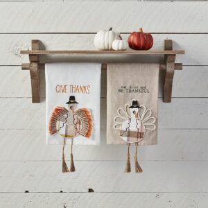 Mud Pie Thanksgiving Turkey Dangle Leg Towel, Give Thanks, 21" x 14"