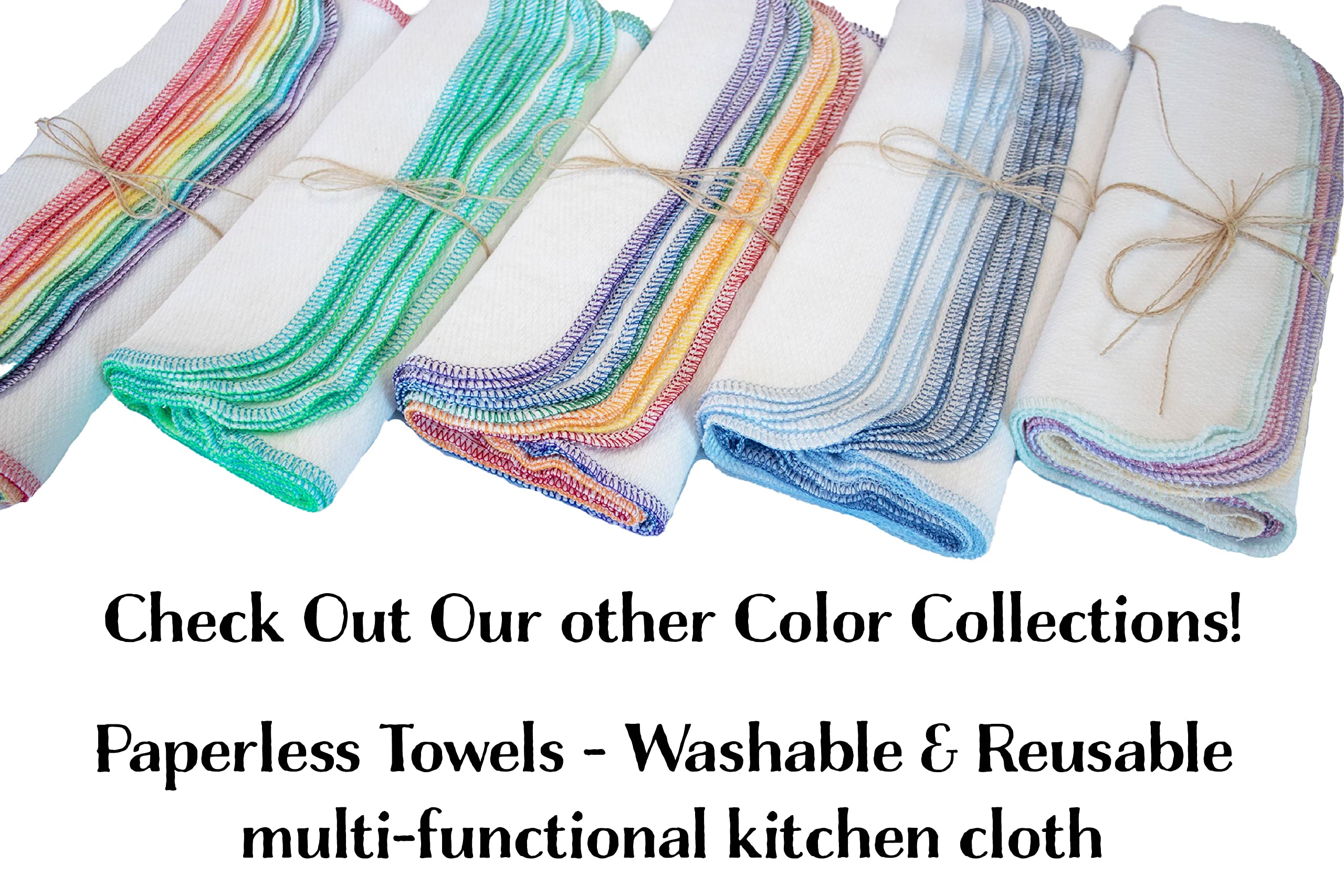 Winter Chill Blue Natural Reusable Paperless Towels - One Dozen washable reusable paper towels for kitchen, Eco Friendly Sustainable Washable Paper Towel roll, paperless paper towels reusable napkins