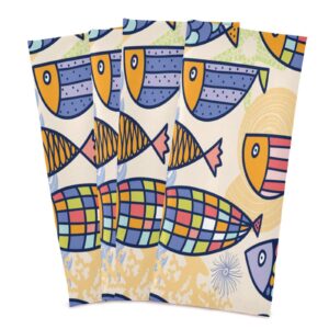 Kigai Cartoon Fish Kitchen Towels 18x28inch Ultra Soft Absorbent Quick Drying Kitchen Dish Towels Washable Cleaning Cloths Hand Towels Tea and Bar Towels, 6 Pack