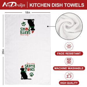 AnyDesign Christmas Kitchen Dish Towel Dog Cat Pet Lover Owner Gifts Funny Cute Xmas Hand Drying Tea Towels Ultra Absorbent Holiday Cloth Towel for Cooking Baking, 18 x 28 Inch, 2 Pack