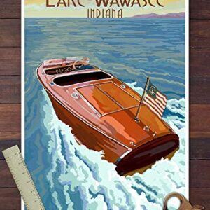 Lantern Press Syracuse, Indiana, Wooden Boat, Lake Wawasee (12x18 Art Print, Travel Poster Wall Decor)