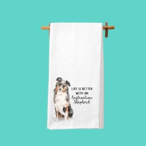 Watercolor Life is Better with an Australian Shepherd Aussie Microfiber Kitchen Towel Gift for Animal Dog Lover