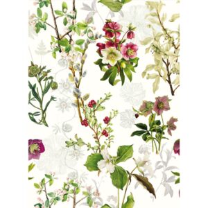 garnier-thiebaut, mille hellebore, blanc french christmas kitchen/tea towel, 100% cotton