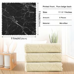 ALAZA Dish Towels Kitchen Cleaning Cloths Black Marble Dish Cloths Super Absorbent Kitchen Towels Lint Free Bar Tea Soft Towel Kitchen Accessories Set of 6,11"x11" 39