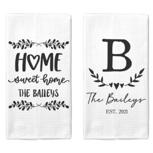 CANARY ROAD Couple Two Towel Set | Personalized Waffle Weave Kitchen Towel | Housewarming Gift | Wedding Gift | Personalized Dish Towel | Engagement Gift