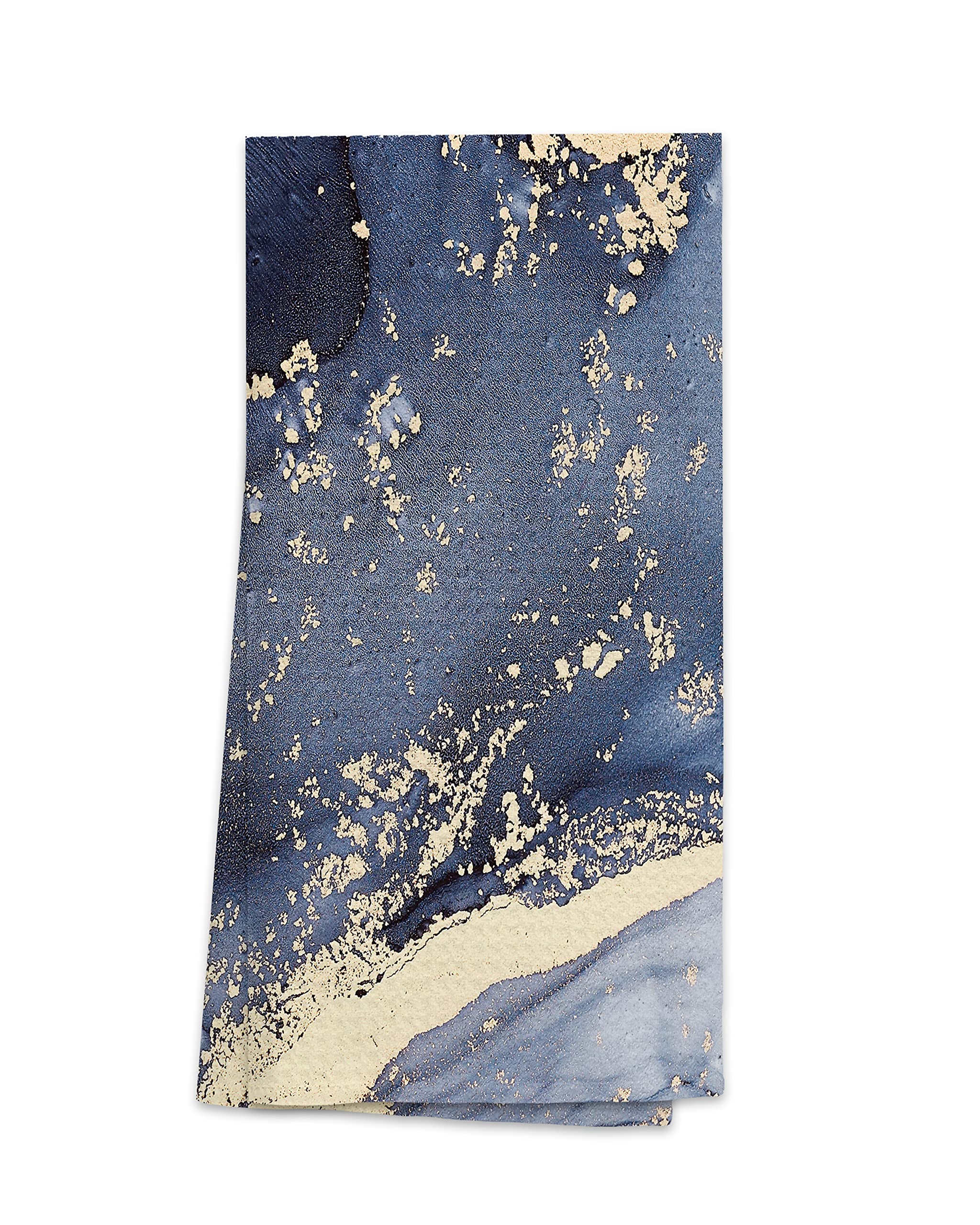 OHSUL Navy Blue Marble with Golden Veins Absorbent Kitchen Towels Dish Towels Dish Cloth,Abstract Modern Texture Hand Towels Tea Towel for Bathroom Kitchen Decor