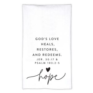 lighthouse christian products hope hold onto hope white 100% cotton 28.75 x 20 tea towel