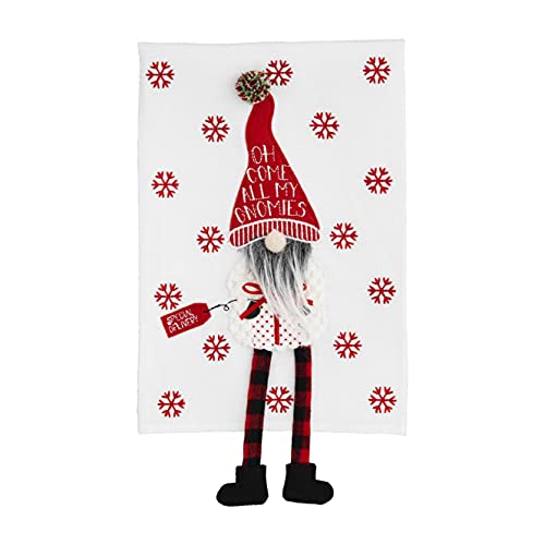 Mud Pie Christmas Dangle Gnome Tea Towel, Gnomies, 21" x 14"