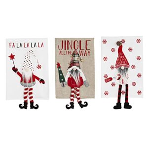 Mud Pie Christmas Dangle Gnome Tea Towel, Gnomies, 21" x 14"