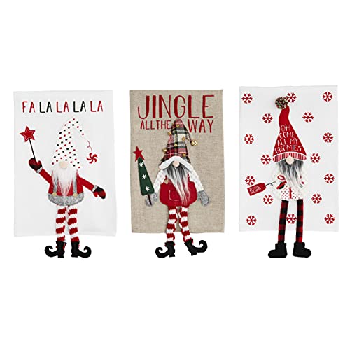 Mud Pie Christmas Dangle Gnome Tea Towel, Gnomies, 21" x 14"