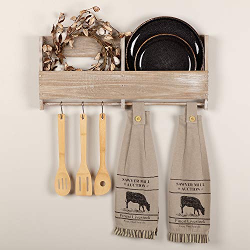 VHC Brands Sawyer Mill Charcoal Kitchen Hand Towel Set Vintage Cow Cotton Muslin Tea Towels