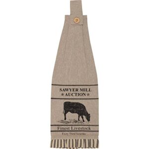 VHC Brands Sawyer Mill Charcoal Kitchen Hand Towel Set Vintage Cow Cotton Muslin Tea Towels