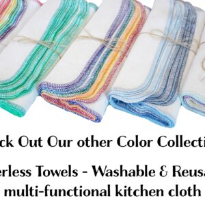 Kitchen Collection Reusable Paperless Towels - One Dozen washable reusable paper towels for kitchen (Sorbet Natural)