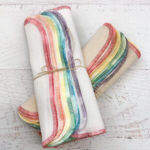 Kitchen Collection Reusable Paperless Towels - One Dozen washable reusable paper towels for kitchen (Sorbet Natural)