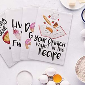 Kitcha Funny Kitchen Towels and Dishcloths Sets of 4 |Unique Funny Dish Towels with Sayings, Perfect for Housewarming Gifts New Home| Funny Hand Towels for Kitchen Gifts.