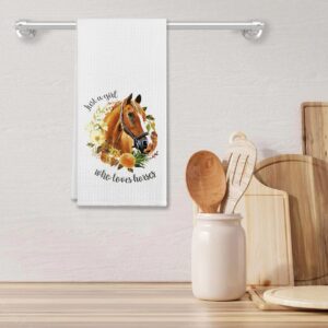 Just a Girl Who Loves Horses Kitchen Towels & Tea Towels, Dish Cloth Flour Sack Hand Towel for Farmhouse Kitchen Decor，24 X 16 Inches Cotton Modern Dish Towels Dishcloths,Gifts For Horse Lovers Riders