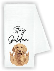 kitchen dish towel stay golden retriever pet funny cute kitchen decor drying cloth…100% cotton