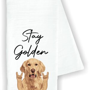 Kitchen dish towel Stay Golden Retriever pet funny cute Kitchen Decor drying cloth…100% COTTON