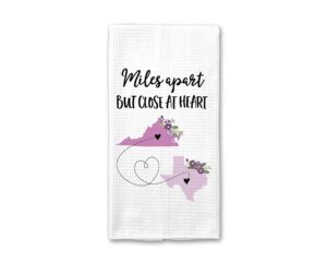 long distance kitchen towel | two state mother daughter | gift for friend | gift for her | mother present | mothers day gift | long distance map gift | unique sister gift | gift for daughter