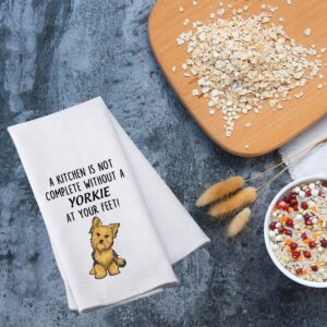 PWHAOO Funny Yorkie Kitchen Towel A Kitchen is Not Complete Without A Yorkie Kitchen Towel Yorkie Lover Gift (Without A Yorkie T)