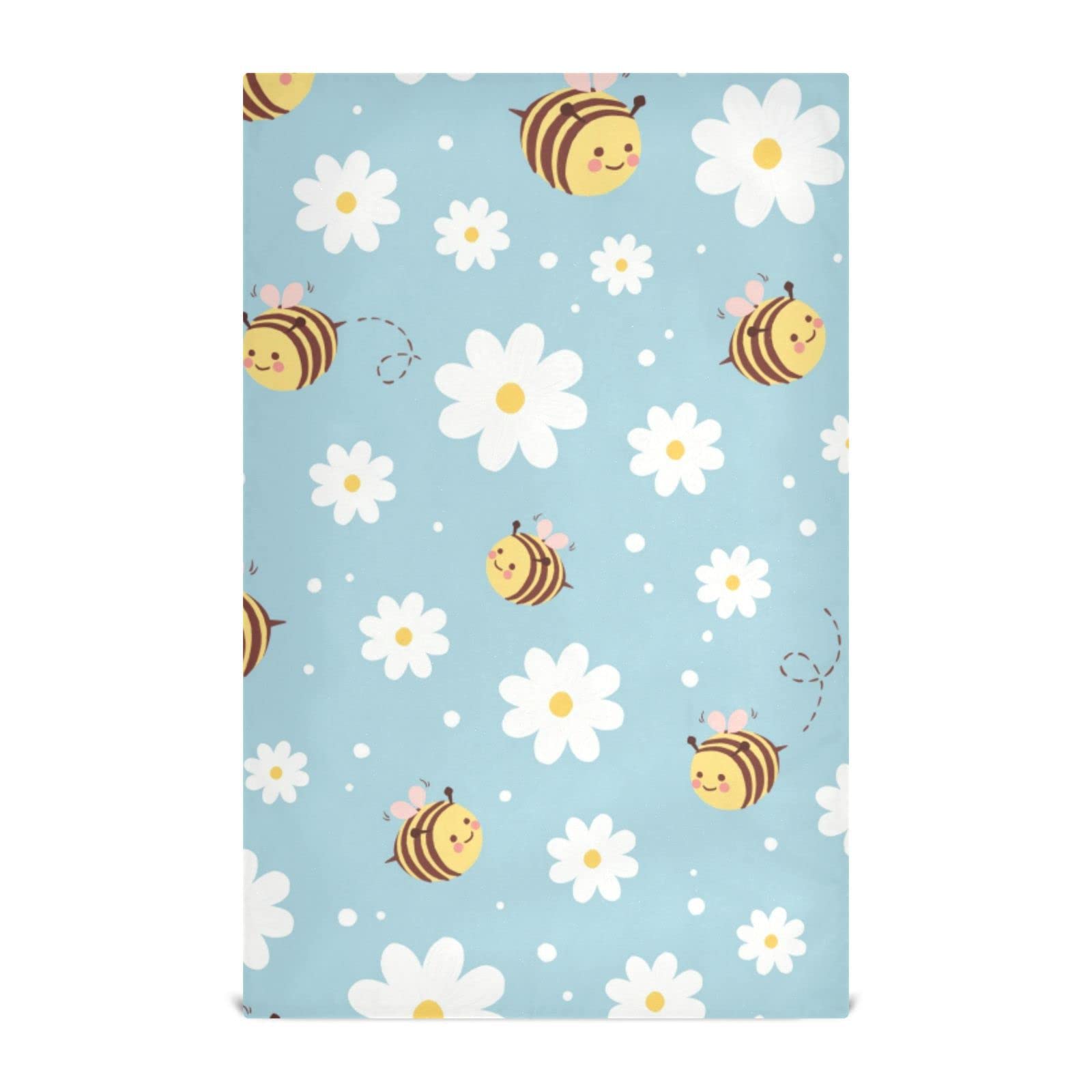 Kigai Bee and Daisy Kitchen Towels, 18 x 28 Inch Super Soft and Absorbent Dish Cloths for Washing Dishes, 4 Pack Reusable Multi-Purpose Microfiber Hand Towels for Kitchen