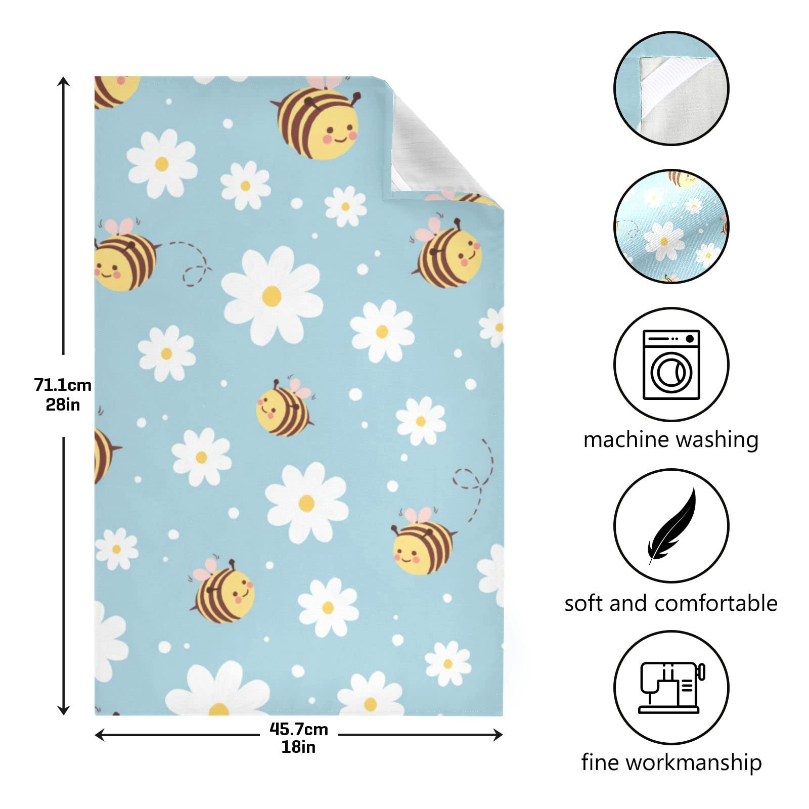 Kigai Bee and Daisy Kitchen Towels, 18 x 28 Inch Super Soft and Absorbent Dish Cloths for Washing Dishes, 4 Pack Reusable Multi-Purpose Microfiber Hand Towels for Kitchen