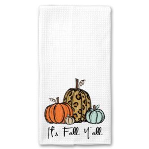 it's fall, y'all leopard pumpkin microfiber kitchen towel holiday home decor