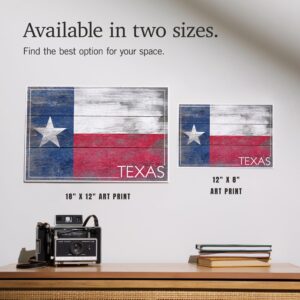 Lantern Press Rustic Texas State Flag (12x18 Art Print, Travel Poster Wall Decor)