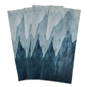 KEEPREAL Blue Watercolor Mountains Kitchen Dish Towel Set of 4 | 18 x 28 Inch Tea Towels | Ultra Soft and Absorbent Cleaning Cloths Set