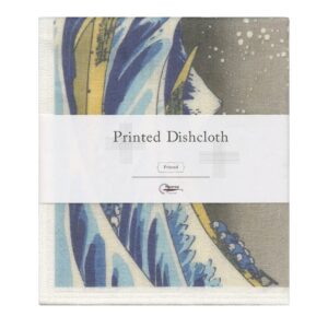 nawrap printed dishcloth, made in japan, the great waves by hokusai