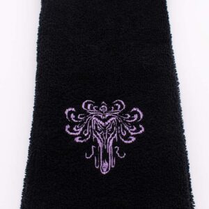 Haunted Mansion Wallpaper Hand Towel - Purple Embroidery - Plush and Absorbent