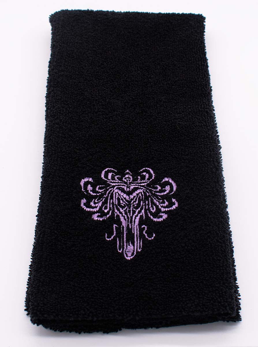 Haunted Mansion Wallpaper Hand Towel - Purple Embroidery - Plush and Absorbent