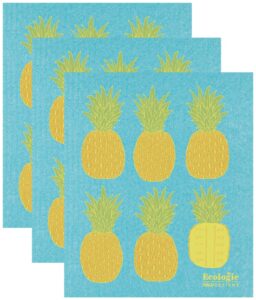 ecologie by danica swedish sponge reusable dishcloth pineapples 6.5 x 8 inches, set of 3