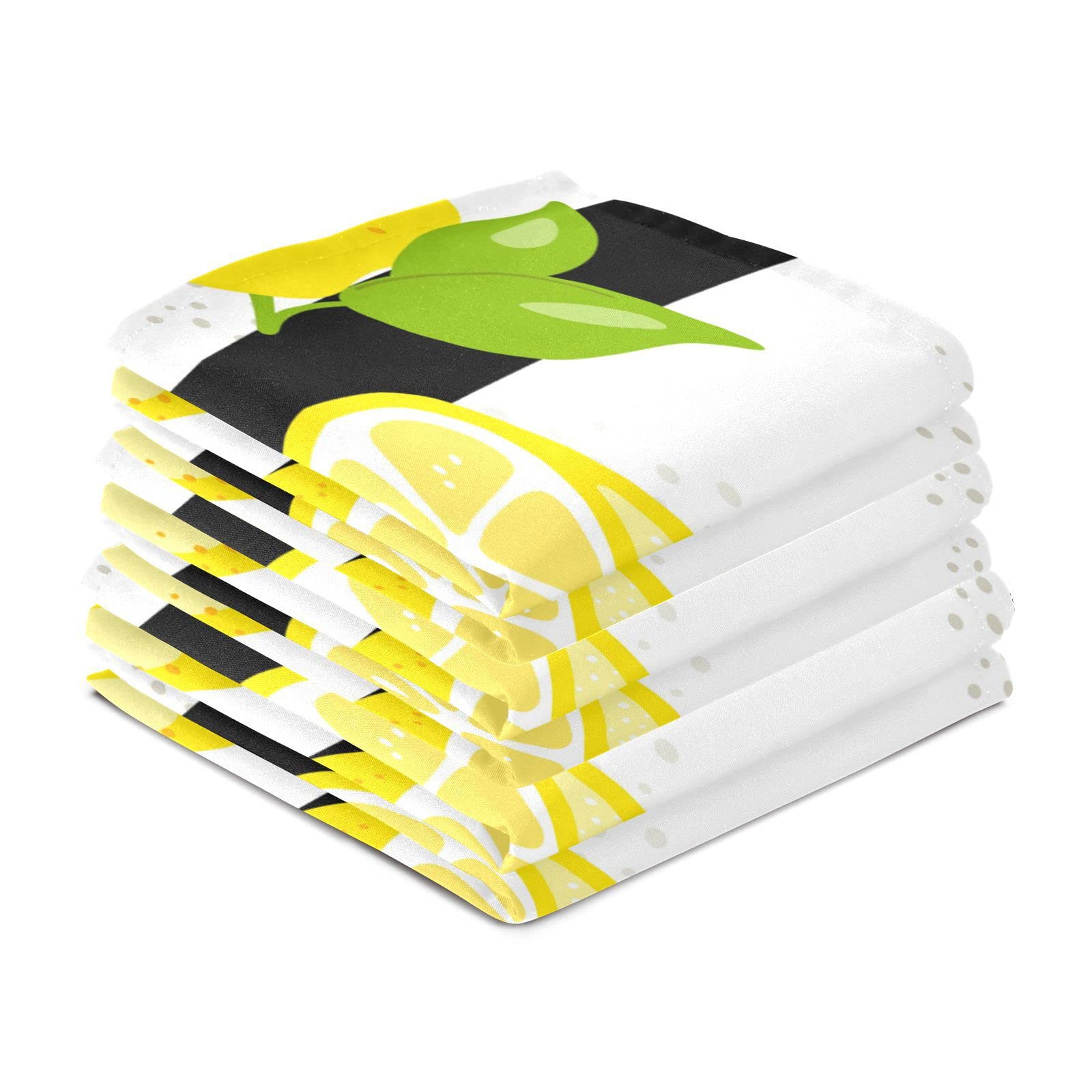 Kigai Kitchen Towels Set of 4, Lemon Pattern Highly Absorbent Dish Towels Reusable Cleaning Cloths Washable Tea Towels Hand Towel 28 x 18 Inch