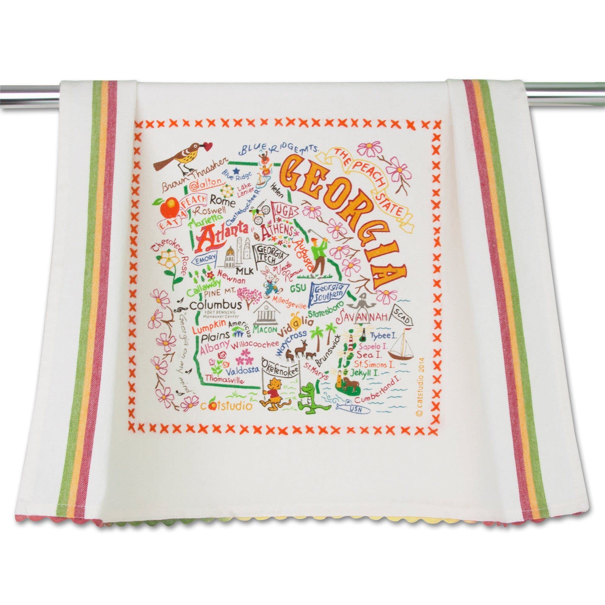 Catstudio Georgia Dish Towel - U.S. State Souvenir Kitchen and Hand Towel with Original Artwork - Perfect Tea Towel for Georgia Lovers, Travel Souvenir