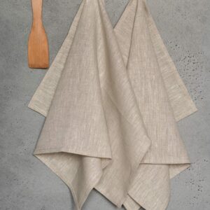 Harmony Idea Linen Kitchen Towels. Natural Absorbent Dish Towel, 100% European Flax - 18" x 28"(Set of 2) (Grey)