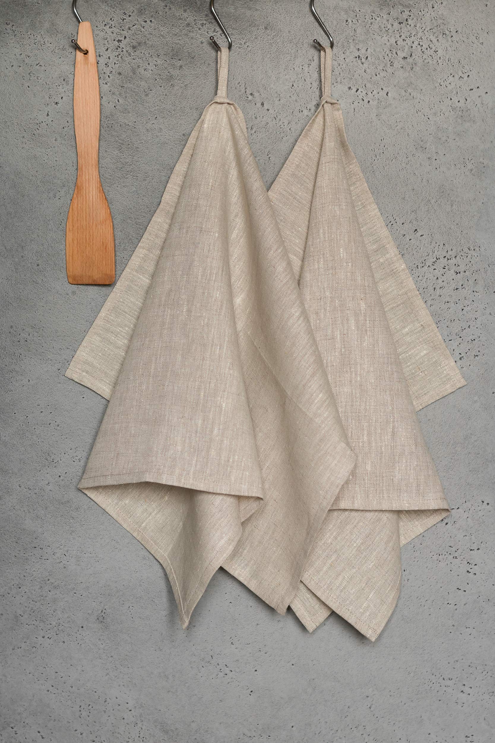 Harmony Idea Linen Kitchen Towels. Natural Absorbent Dish Towel, 100% European Flax - 18" x 28"(Set of 2) (Grey)