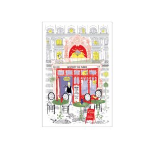 Torchons & Bouchons, Bistrot de Paris Façade (Paris Bistro) Printed Kitchen/ Tea Towel, 19" X 28", 100 Percent Cotton