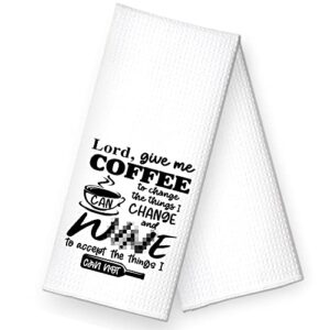 rzhv lord, give me coffee to change i can change kitchen towel, funny coffee dish towel gift for women sisters friends mom aunty hostess coffee lover, housewarming new home