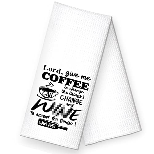 RZHV Lord, Give Me Coffee to Change I Can Change Kitchen Towel, Funny Coffee Dish Towel Gift for Women Sisters Friends Mom Aunty Hostess Coffee Lover, Housewarming New Home