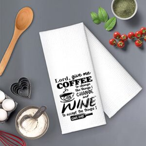 RZHV Lord, Give Me Coffee to Change I Can Change Kitchen Towel, Funny Coffee Dish Towel Gift for Women Sisters Friends Mom Aunty Hostess Coffee Lover, Housewarming New Home