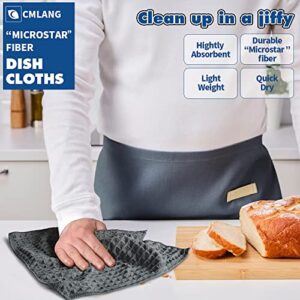 CMLANG Dish Cloth for Drying Dishes, Towels Kitchen Drying, Cloths 12×12, Towels, Original Microstar Fiber 6 Pack White3+Darkgrey3, White3pack+grey3pack