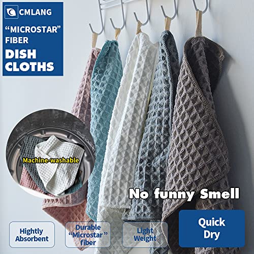 CMLANG Dish Cloth for Drying Dishes, Towels Kitchen Drying, Cloths 12×12, Towels, Original Microstar Fiber 6 Pack White3+Darkgrey3, White3pack+grey3pack