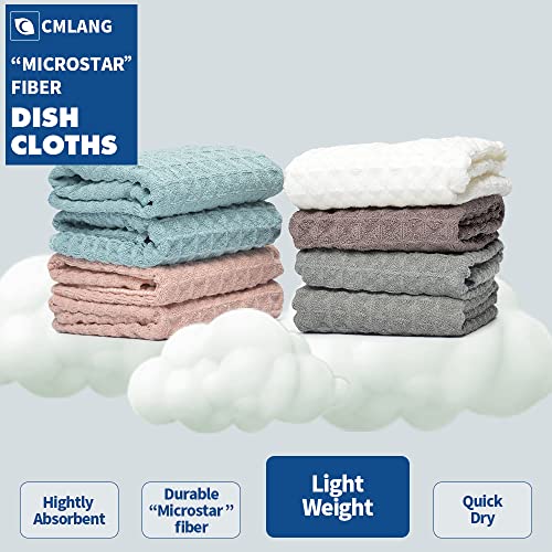 CMLANG Dish Cloth for Drying Dishes, Towels Kitchen Drying, Cloths 12×12, Towels, Original Microstar Fiber 6 Pack White3+Darkgrey3, White3pack+grey3pack