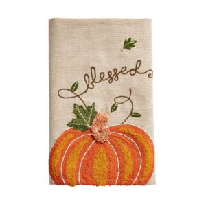 mud pie blessed emb pumpkin towel, 21" x 14"