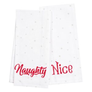 KAF Home Pantry Holiday Naughty Nice Kitchen Dish Towel Set of 4, Cotton Rich, 18 x 28-inch