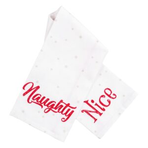 KAF Home Pantry Holiday Naughty Nice Kitchen Dish Towel Set of 4, Cotton Rich, 18 x 28-inch